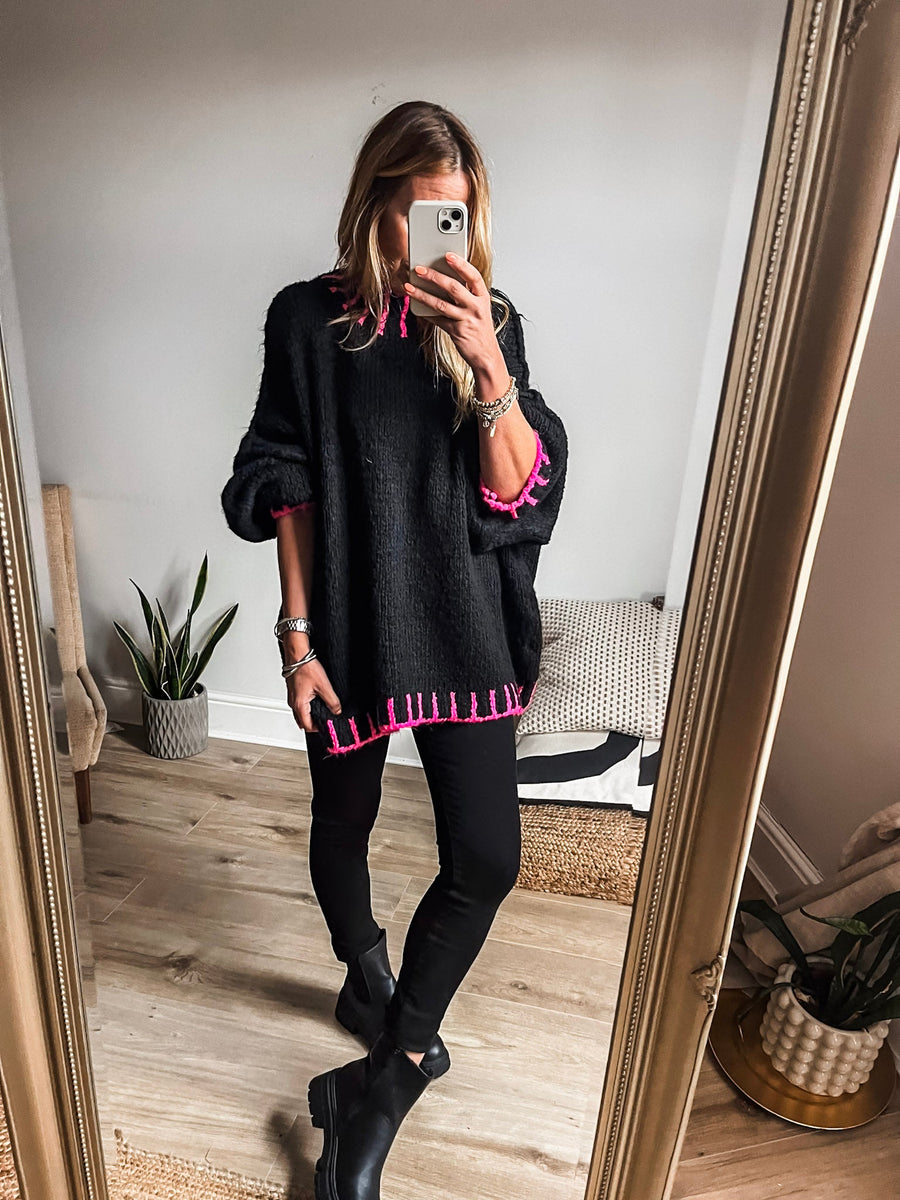 Stitch Edge Funnel Neck Knit Jumper – MOO BOU